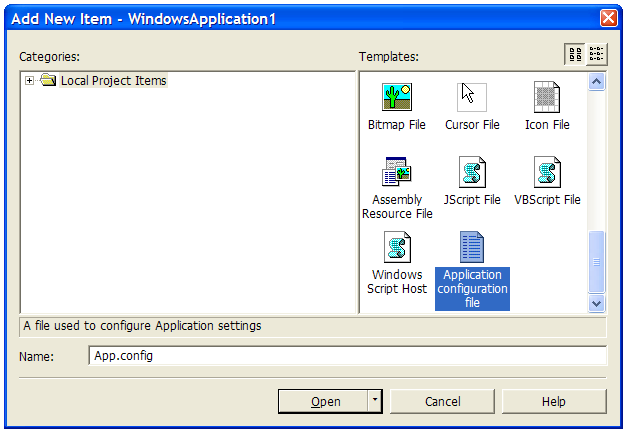 How to Add a Configuration File to your Windows Forms application