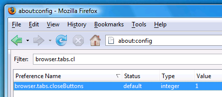 Quick Tip: Remove Close Button from Firefox Tabs