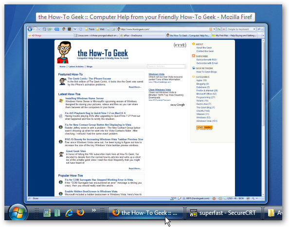 Increase Size of Windows Vista Taskbar Previews