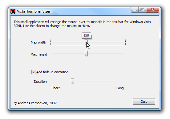 Increase Size of Windows Vista Taskbar Previews