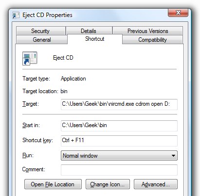Create a Shortcut or Hotkey to Eject the CD/DVD Drive