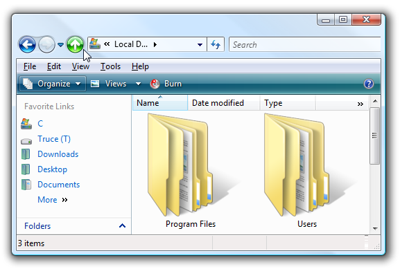 Restore That Missing "Up" Button in Windows Vista Explorer