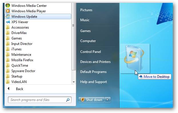 How To Pin Windows Update to the Taskbar in Windows 7
