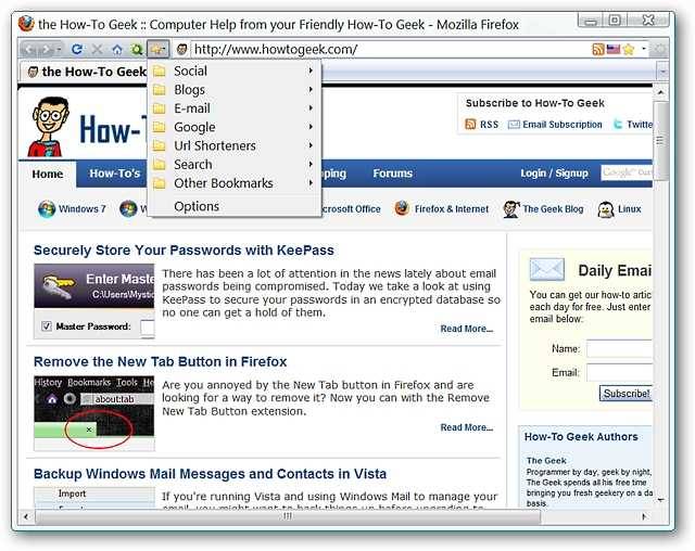 Reduce Your Bookmarks Toolbar to a Toolbar Button
