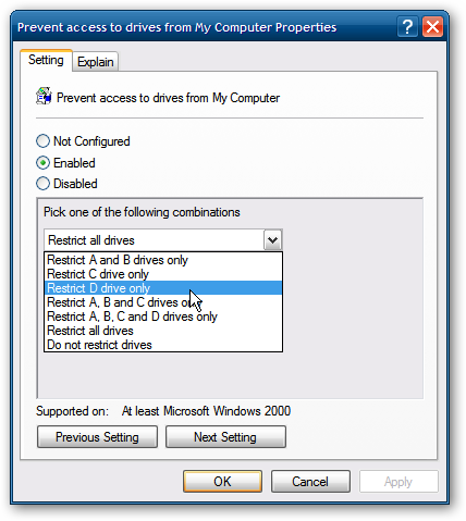 How To Restrict Access To Drives In My Computer In Windows