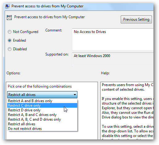 How To Restrict Access To Drives In My Computer In Windows