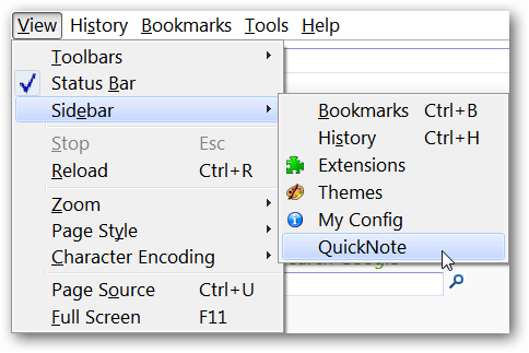 Add a QuickNote Function to Firefox