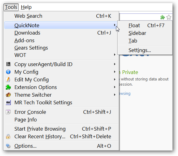 Add a QuickNote Function to Firefox
