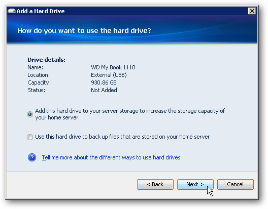 Add an External Hard Drive to Your Windows Home Server