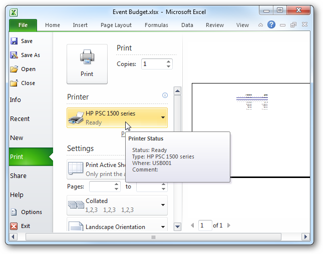 Print Only Selected Areas of a Spreadsheet in Excel 2007 & 2010