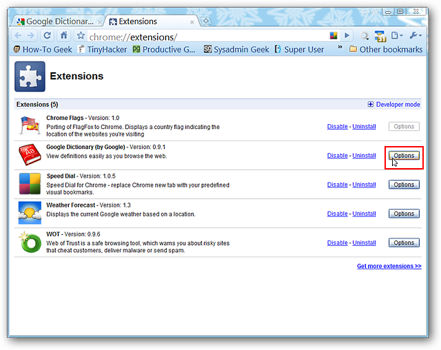 Add Google Dictionary Power to Chrome