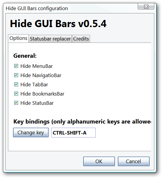 Hide Some or All of the GUI Bars in Firefox