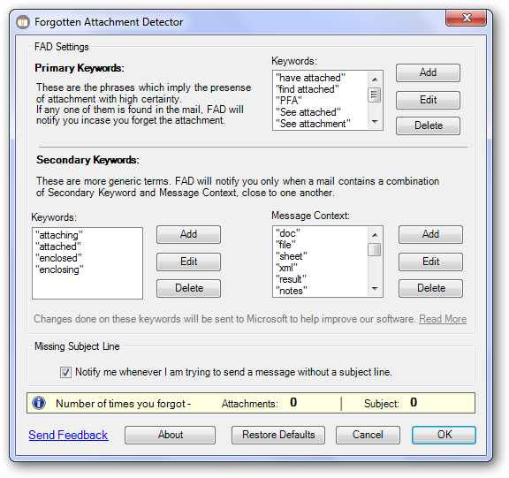 Never Forget to Send an Email Attachment in Outlook