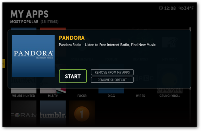 Using Pandora in Boxee