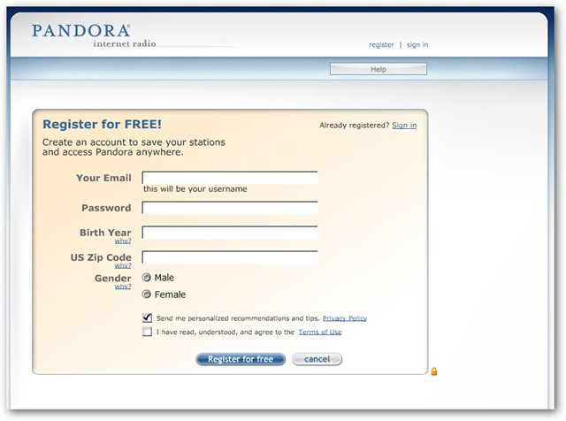 Using Pandora in Boxee