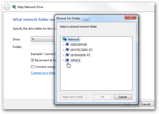 Map a Network Drive from XP to Windows 7