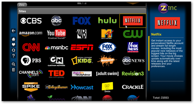 Watch Netflix Instant Streaming Content Through Zinc TV
