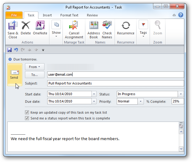Beginner: How to Assign Tasks to Other People in Outlook 2010