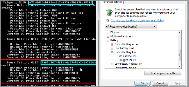 How To Lower the Critical Battery Level to 1% in Windows 7