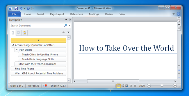 Use the Navigation Pane in Word 2010 to Easily Reorganize Documents