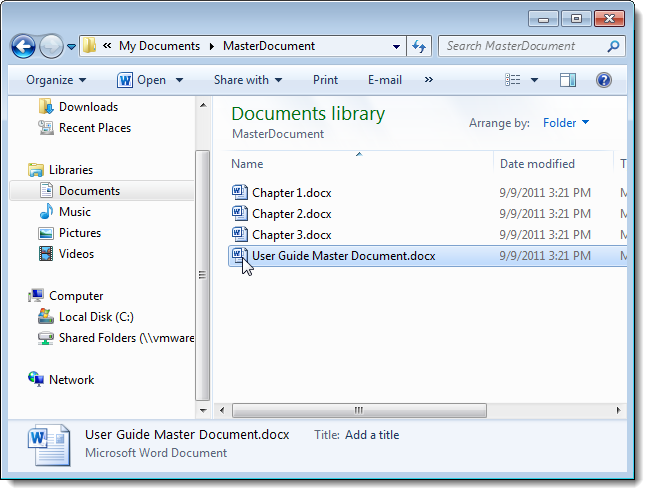 Create a Master Document in Word 2010 from Multiple Documents