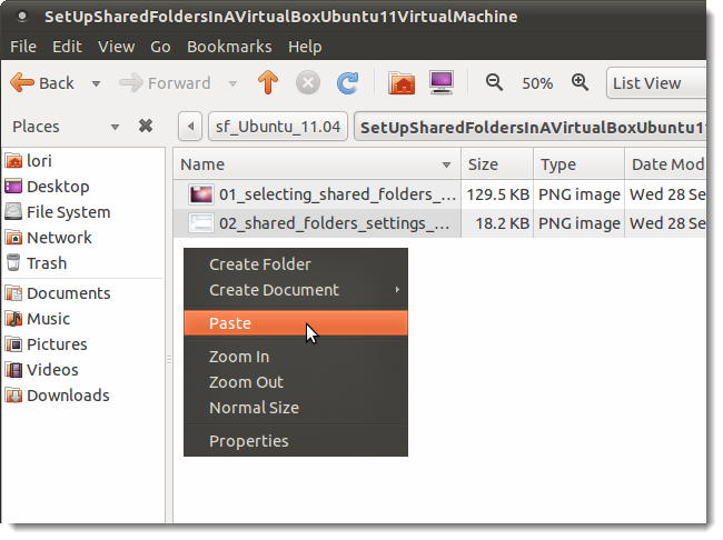 Access Shared Folders in a VirtualBox Ubuntu 11.04 Virtual Machine