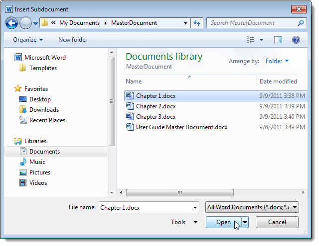 Create a Master Document in Word 2010 from Multiple Documents