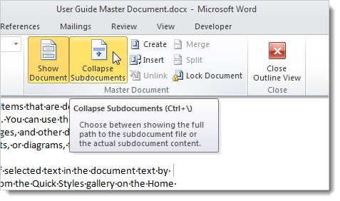 Create a Master Document in Word 2010 from Multiple Documents