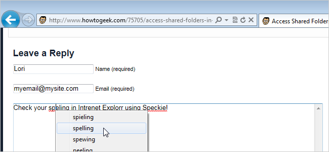 Add Spell Checking to Internet Explorer 9