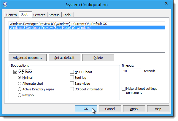 Enable, Use, and Disable Safe Mode in Windows 8