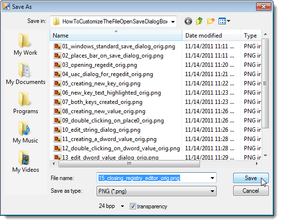 How to Customize the File Open/Save Dialog Box in Windows