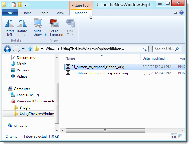 Using the New Windows Explorer Ribbon in Windows 8