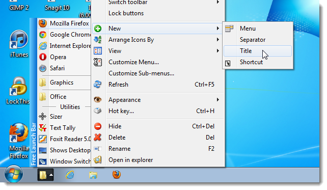 How to Arrange Shortcuts into Groups on the Windows 7 Quick Launch Bar