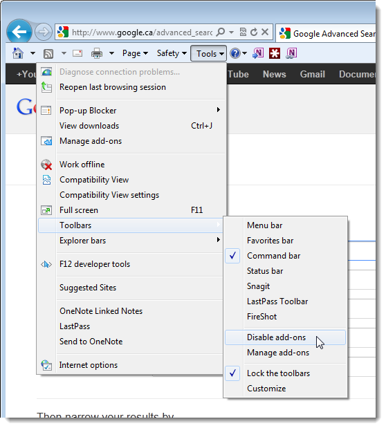 Disable Add-Ons to Speed Up Browsing in Internet Explorer 9