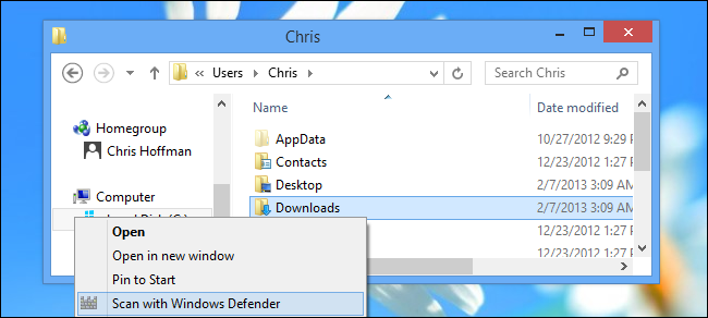How to Add "Scan with Windows Defender" to the Context Menu in Windows 8