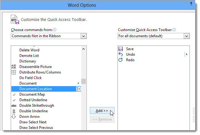How to Display the Location of a File on the Quick Access Toolbar in ...