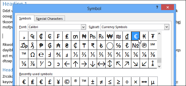 How to Use Symbols in Word 2013