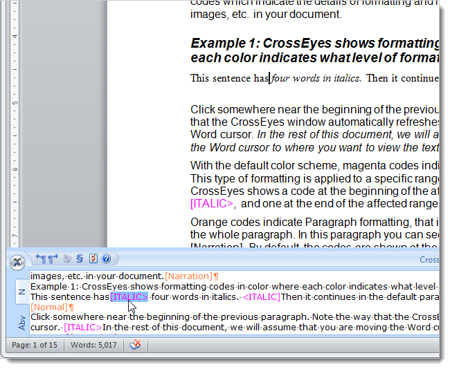 Easily View Formatting Codes in Word 2010 Using CrossEyes