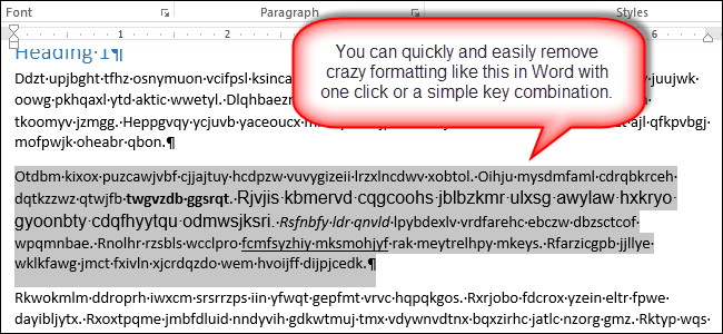 How to Remove All Formatting From Selected Text in Word 2013 Documents