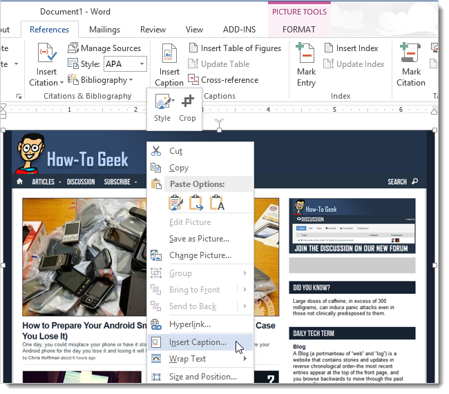 How to Add a Caption to an Image in Word 2013