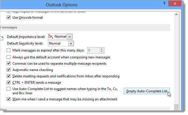 How to Disable (or Clear) the Auto-Complete Feature in Outlook 2013
