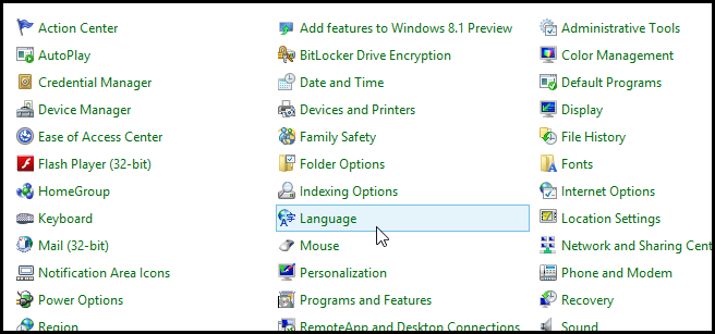 Set Windows 8 to Per-Application Input Language Mode