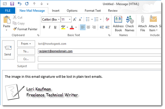 How to Modify a Signature for Use in Plain Text Emails in Outlook 2013