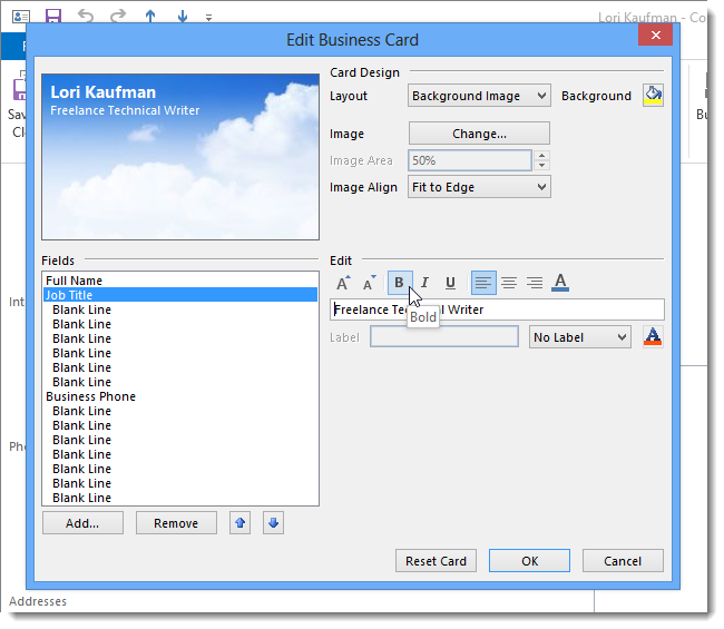 How to Apply a Business Card Template to a Contact and Customize it in ...