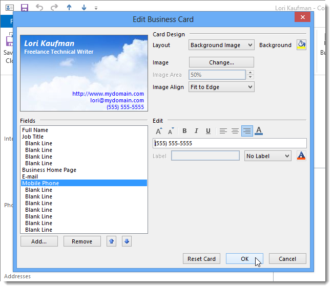 How to Apply a Business Card Template to a Contact and Customize it in ...