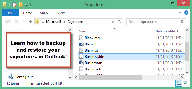 How to Backup and Restore Signatures in Outlook 2013