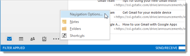 How to Make the Navigation Bar Compact in Outlook 2013
