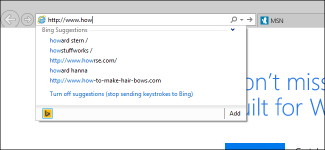 How Can I Stop Internet Explorer 11 from Suggesting Sites?