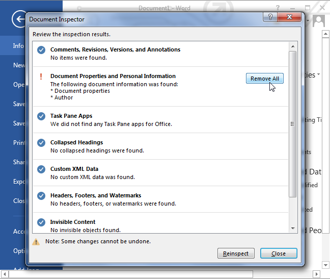 remove template from word document properties