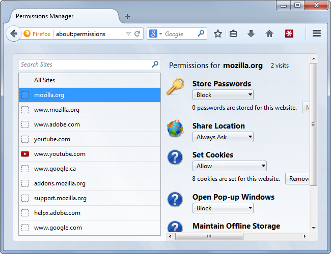 How to Modify Permissions for Individual Websites in All Browsers